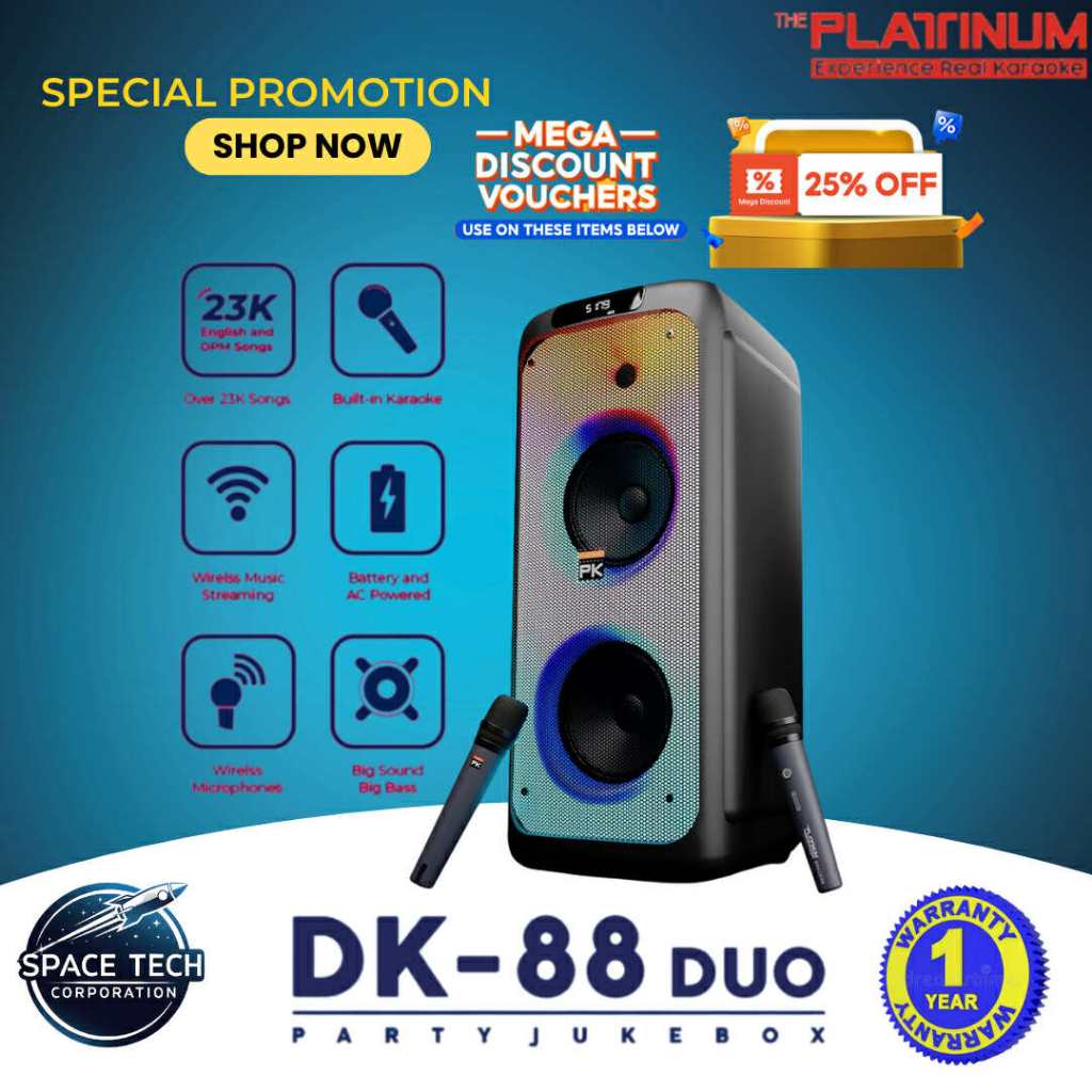 Platinum Karaoke DK88 Duo Party Jukebox Karaoke and Music Speaker with ...