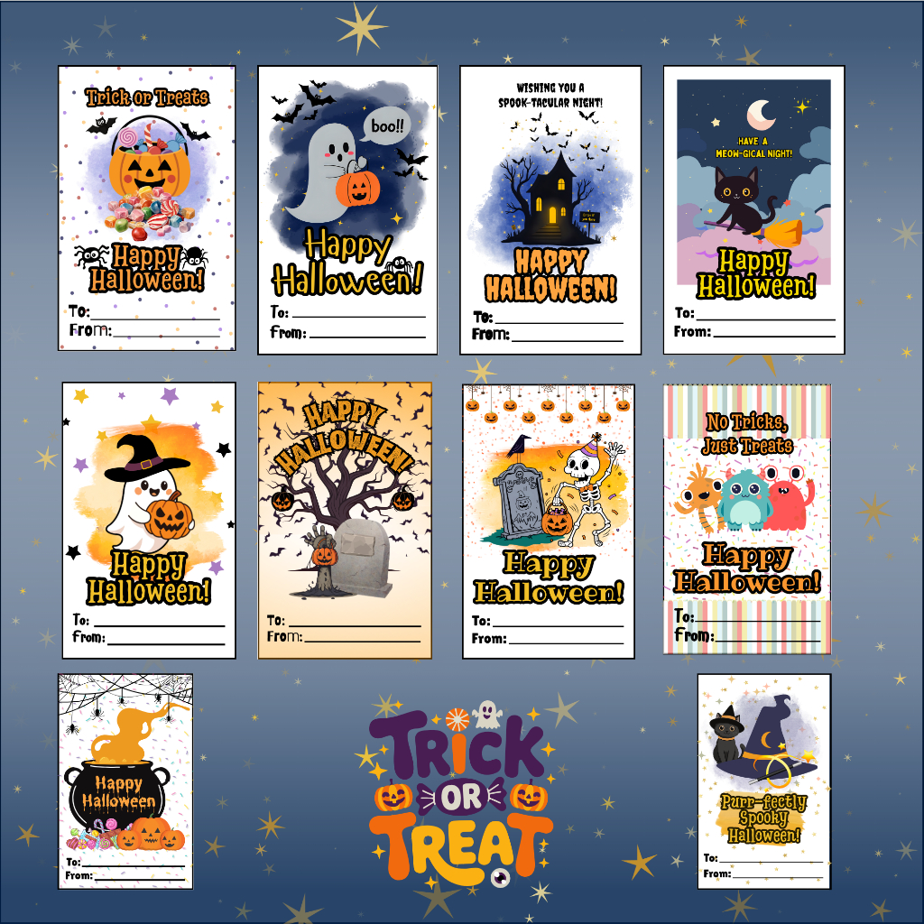 Halloween Gift Tags – Cute Tags for Trick or Treat Bags, Party ...
