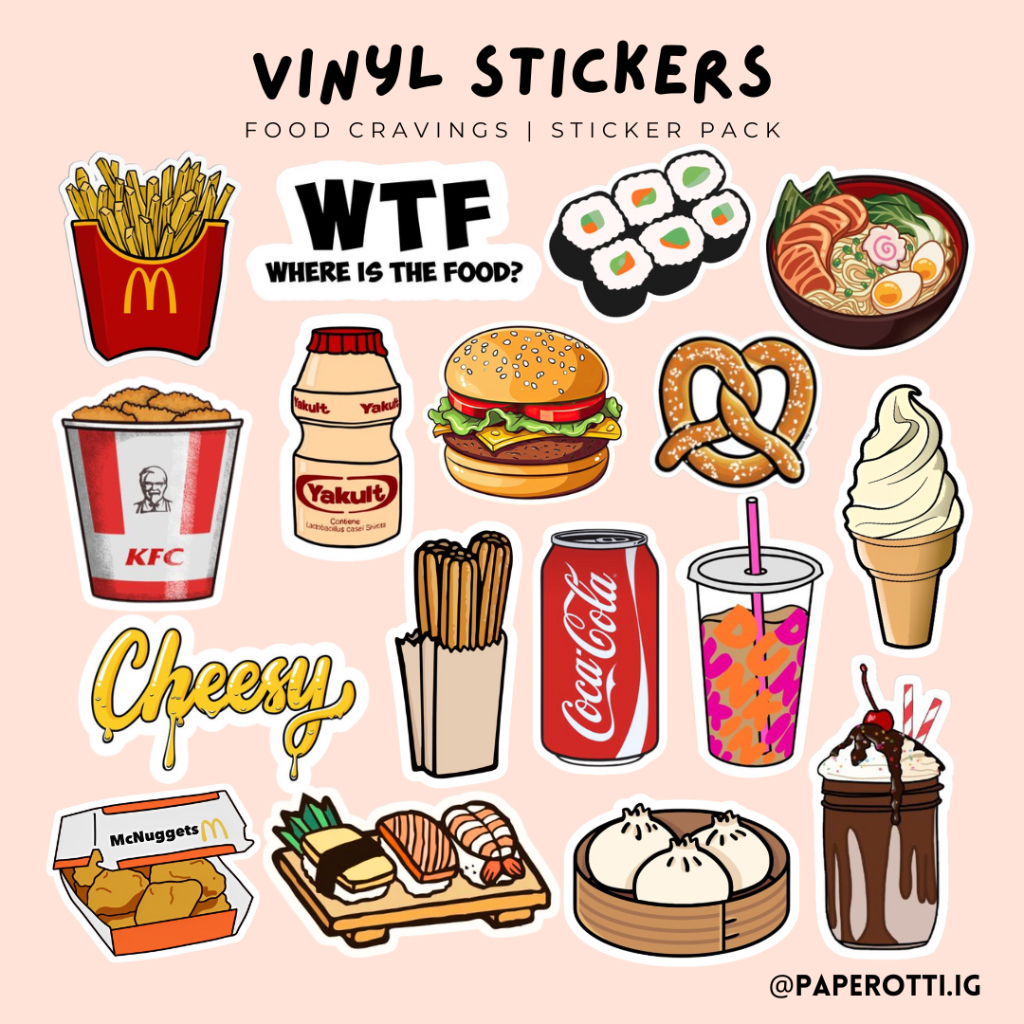 Food Cravings Sticker Pack | Sold Per Pack | Waterproof Vinyl Sticker ...