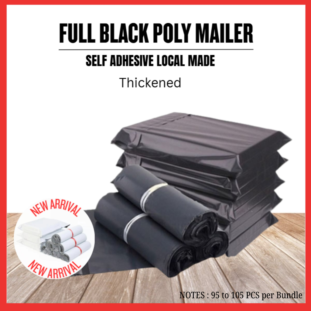 qjoq.ph | 100pcs FULL BLACK polymailer courier pouch plain pouch ...