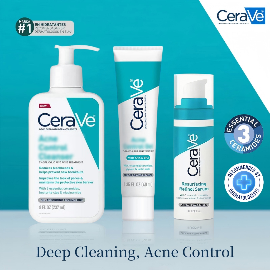𝐂𝐞𝐫𝐚𝐕𝐞 Acne Control Cleanser & Gel Acne Set For Acne Treatment ...