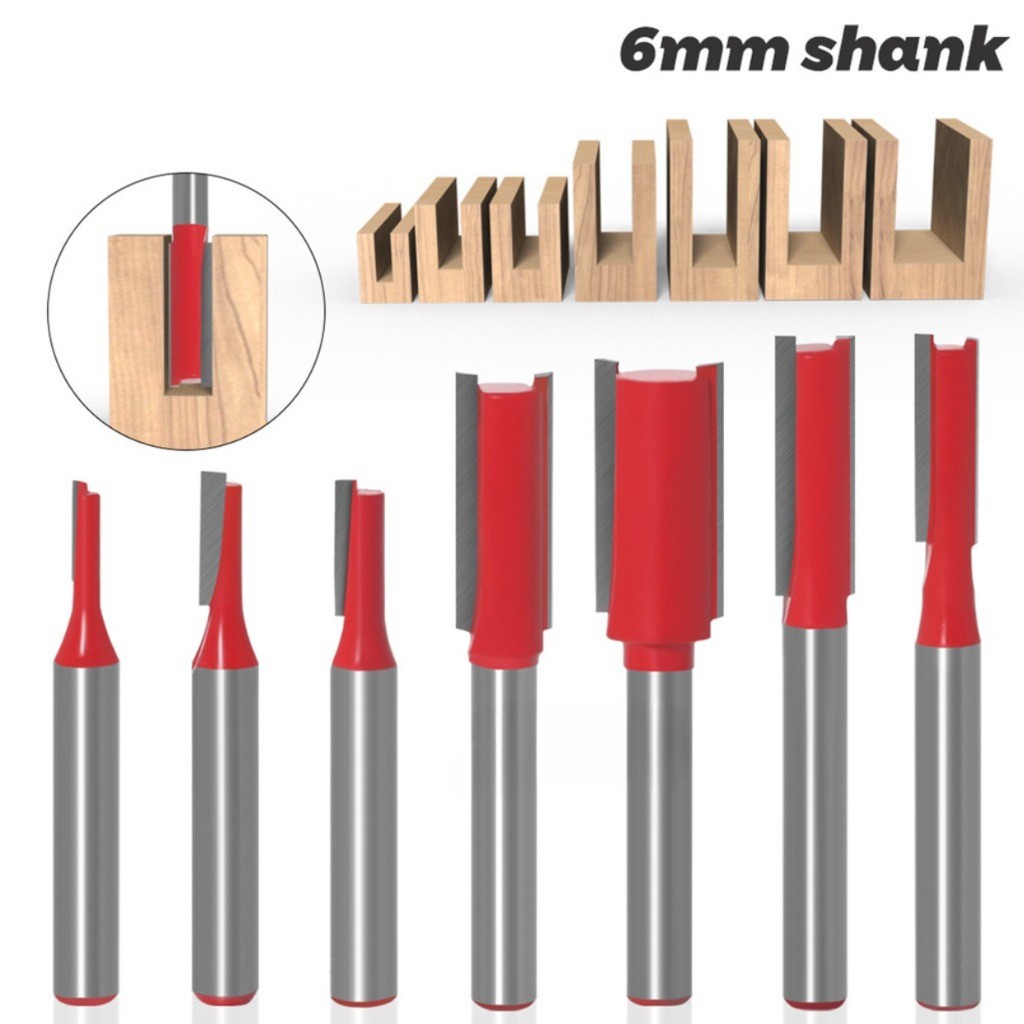 7PCS 1/4" Shank Straight Router Bit Set, Carbide Tipped Milling Cutter ...