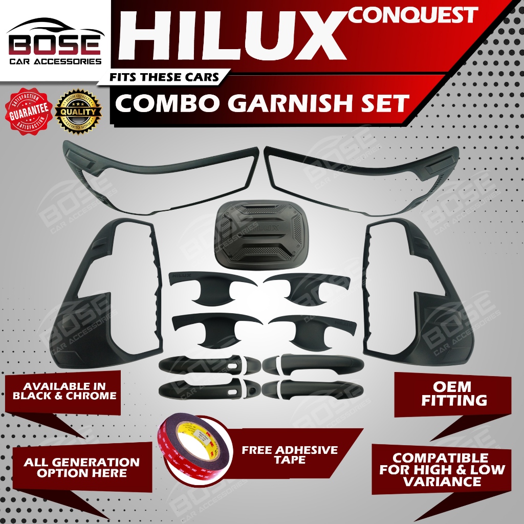 Toyota Hilux Conquest 2021 - Onwards Car Garnish Cover Combo Set ...
