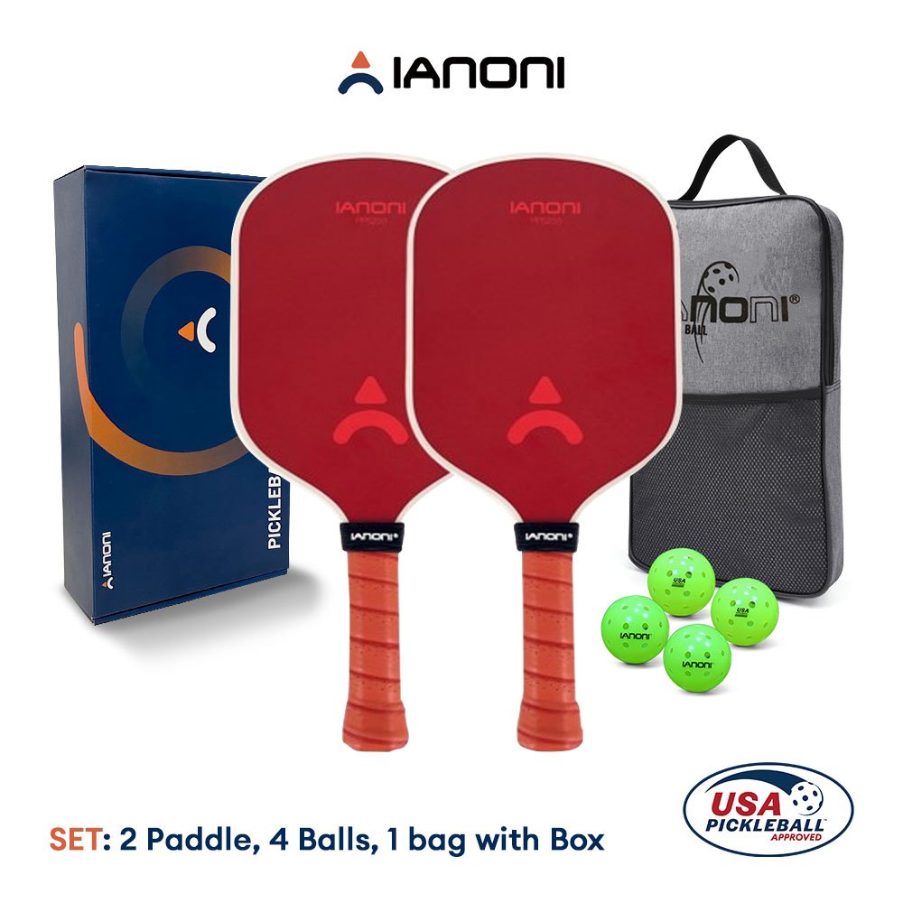 IANONI Premium Pickleball Paddle Set | 2 pcs. Pickleall Paddle 13mm, 4 ...