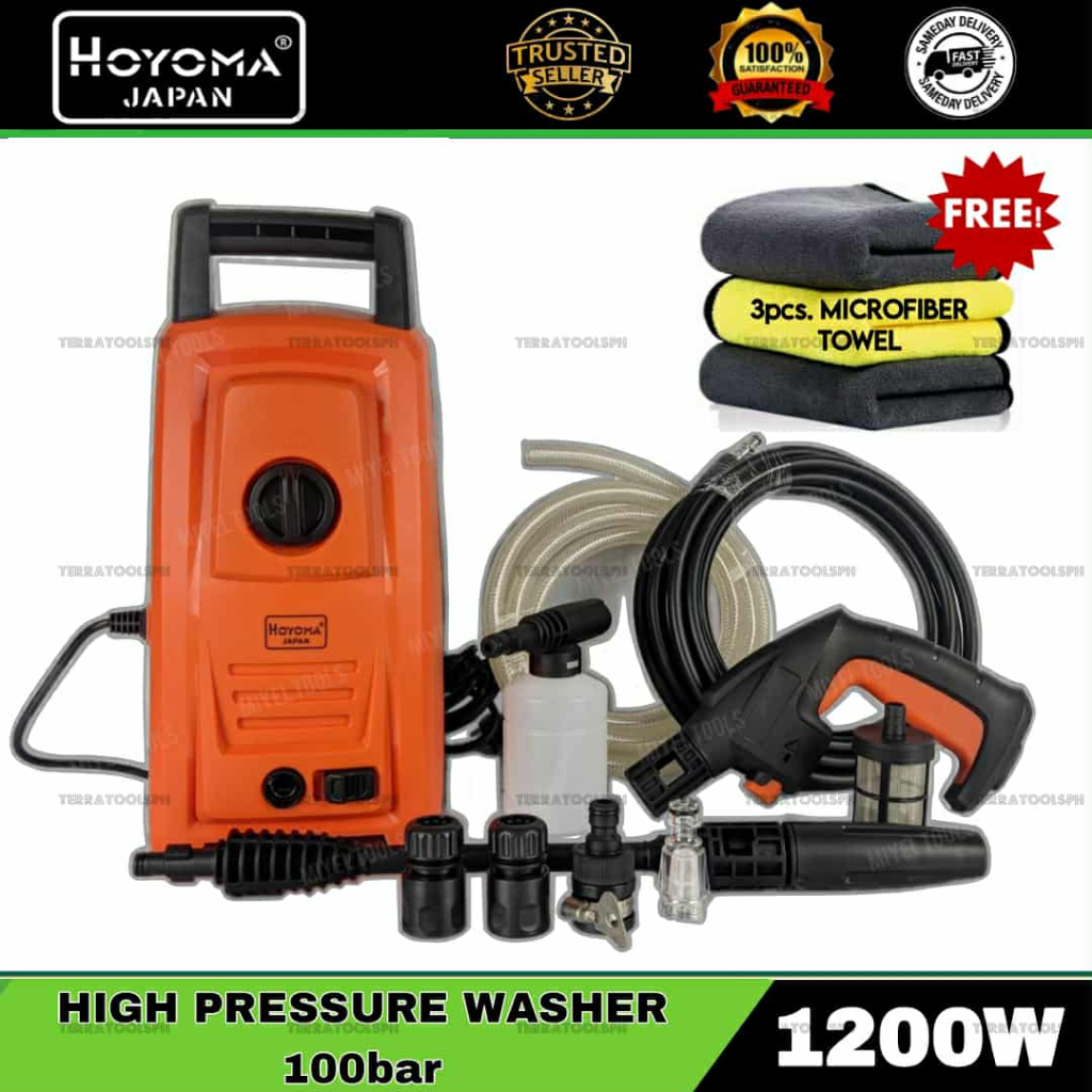 HOYOMA Japan 100Bar/1200W High Pressure Washer HT-HPW100 - FREE 3pcss ...