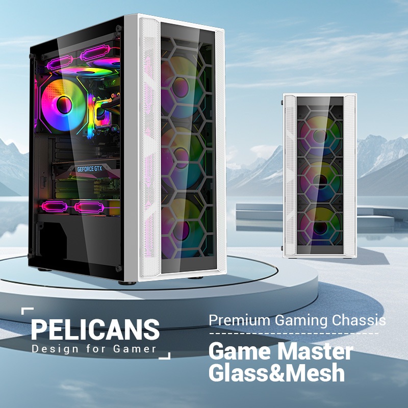 Esgaming F07 Pc Case Tempered Glass Side Mesh Front Panel ATX-Mid-Tower ...
