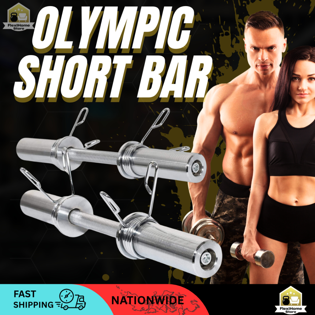 Olympic Short Bar Dumbbell Handle Barbell Rod – Heavy Duty Gym Fitness ...