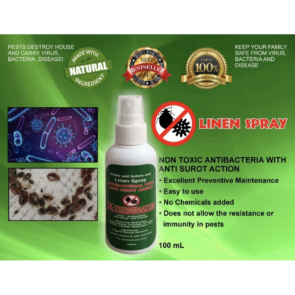 Xterminator Linen Spray Anti Surot Formula All natural 100ml | Shopee ...