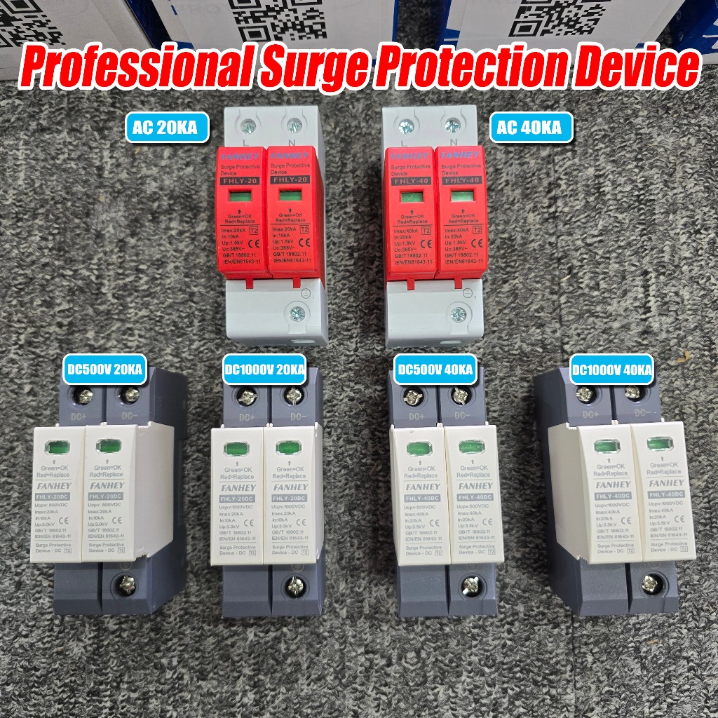 DC/AC SPD Surge Protective Device 500-1000V 2P 20/40KA Voltage ...
