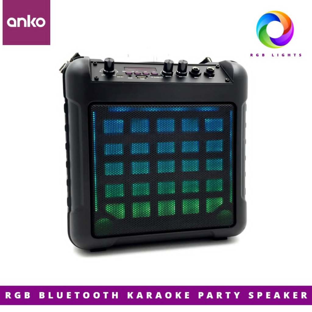 ANKO RGB Karaoke Party Speaker Bluetooth Radio USB Microphone Speaker ...