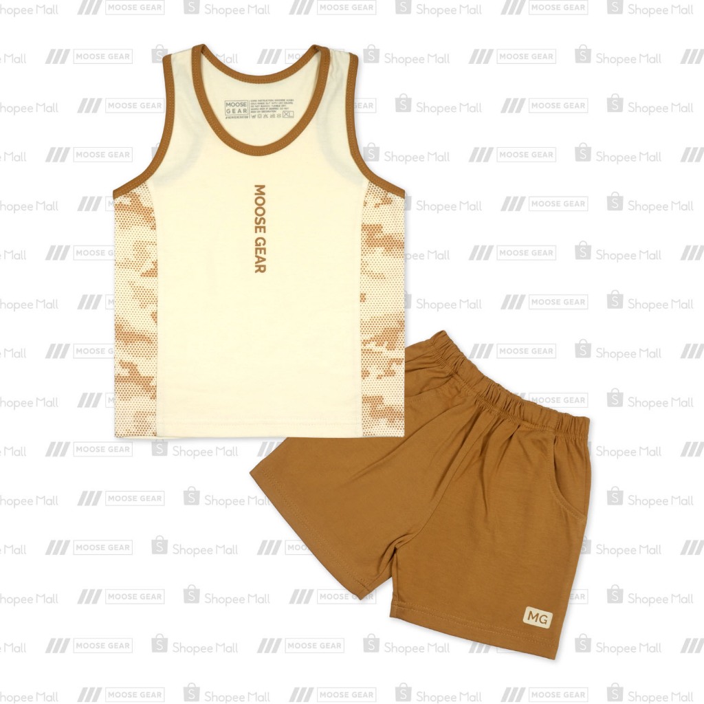Moose Gear Pastel Yellow Combi Sando With Brown Short Set (SDS-15103 IW ...