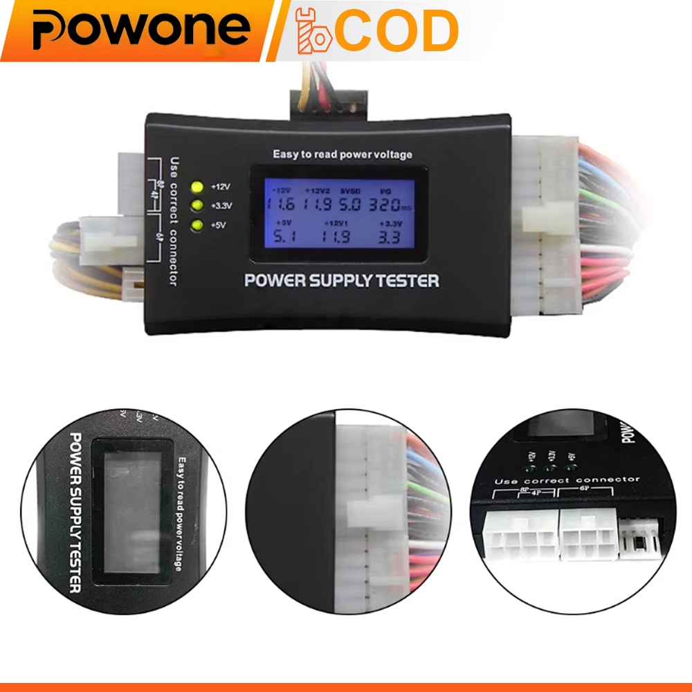 PC Computer LCD 20/24 Pin 4 PSU ATX BTX ITX SATA HDD Digital Power ...