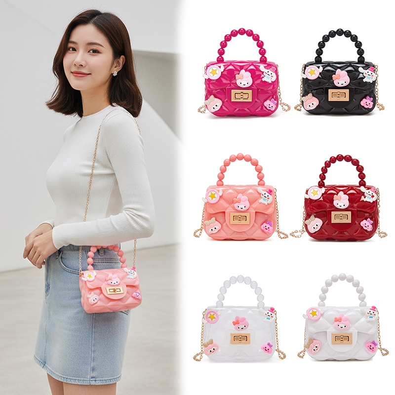 Mumu 5092 PVC Cute Mini Jelly Sling Bag With Handle For Kids Girls ...