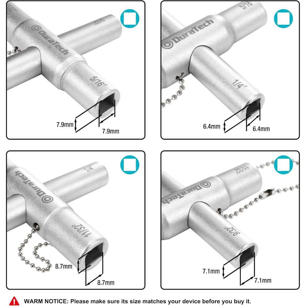 DURATECH 4 Way Sillcock Key Set, Utility Key, Multi-functional Water ...