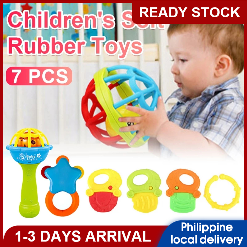 7pcs Baby Rattle Toys Infants Soft Teething Stick Colorful Rattles Hand ...