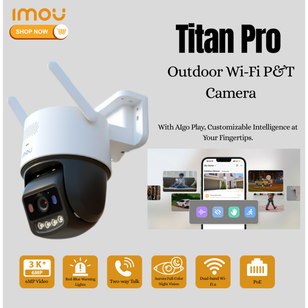 IMOU Titan Pro 6MP Outdoor Wi-Fi P&T Camera Support PoE, Dual-band Wi ...