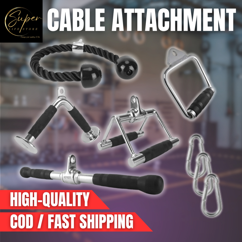 Cable Machine Attachments LAT Pulldown Tricep Rope V Bar Double D ...