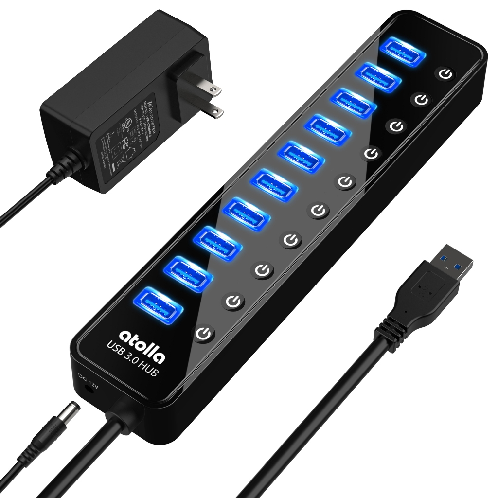 Powered USB Hub, 3.0 USB Port, Hubs Splitter with Individual Switches ...