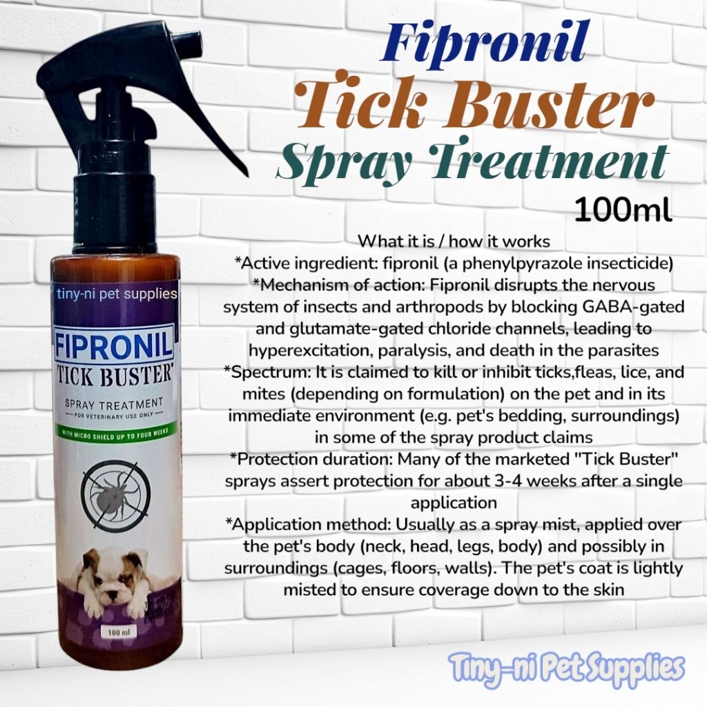 Tick Buster Spray|100ml Active Fipronil Kills Tick & Flea for Pet Dog ...