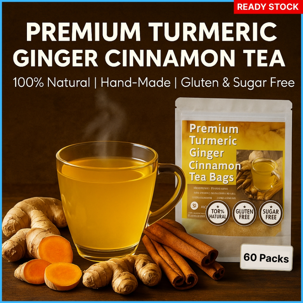 READY | Premium Turmeric Ginger Cinnamon Tea 60-Packs | Natural Detox ...