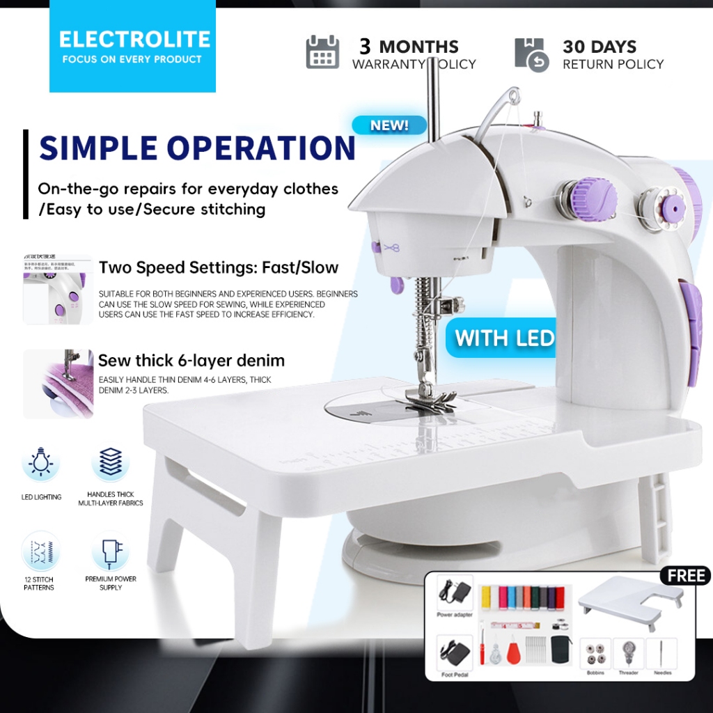 2-Speed Mini Electric Sewing Machine Kit Portable Home Multifunctional ...