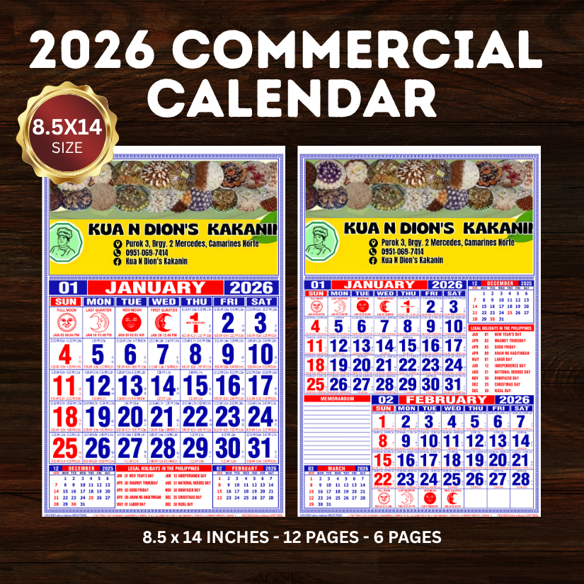 2026 COMMERCIAL CALENDAR [LEGAL SIZE]: 25/50/100 pgs Good for Business ...