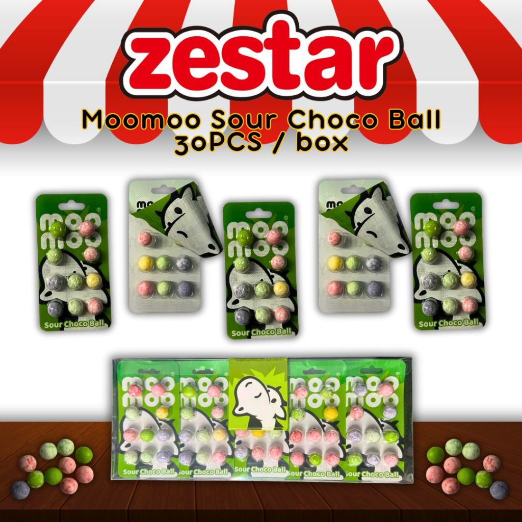 Moomoo Sour Choco Ball 30pcs per box Crispy sour outside Choco inside ...