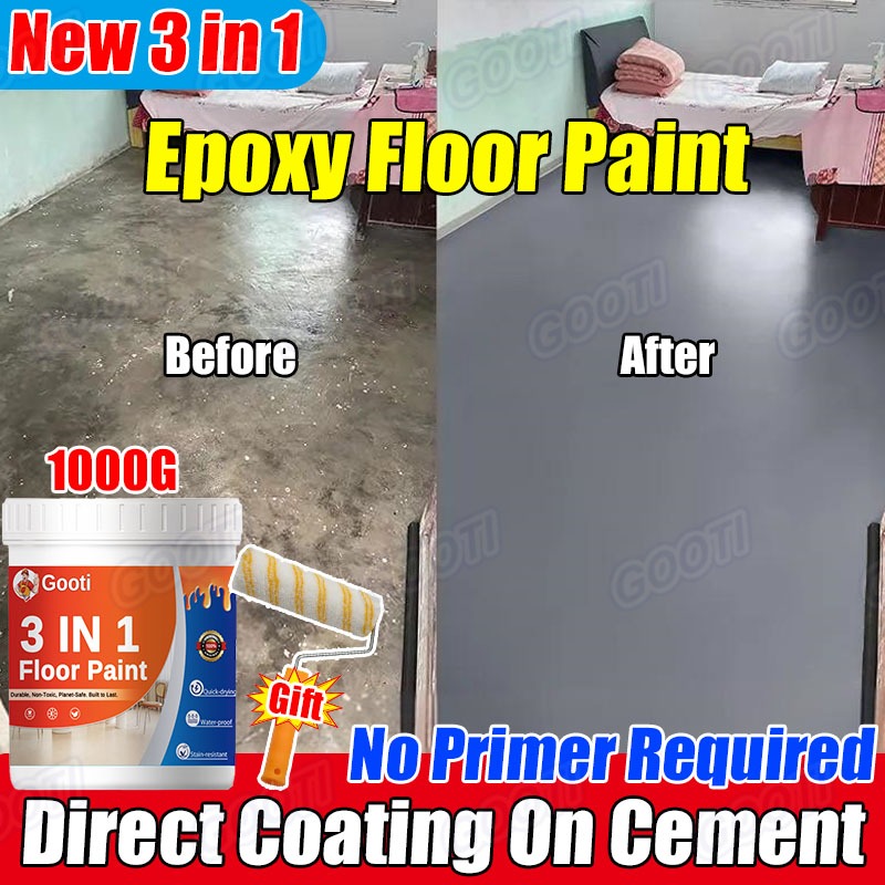 Gooti 3 IN 1 Floor Paint With Brush Anti-Slip Odorless For Warehouse ...