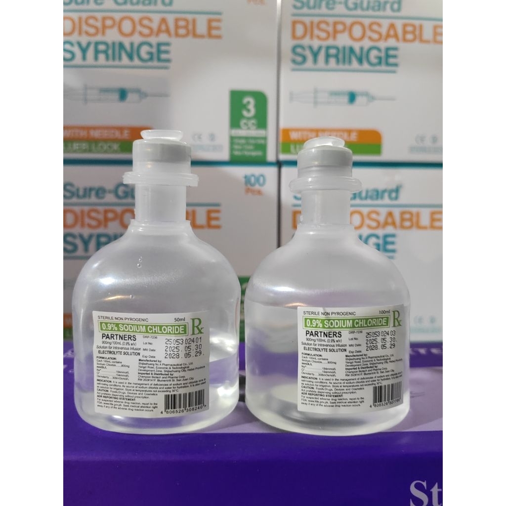 sodium chloride 0.9 Percent 50 ml & 100 ml Partners( 1 bote ) | Shopee ...