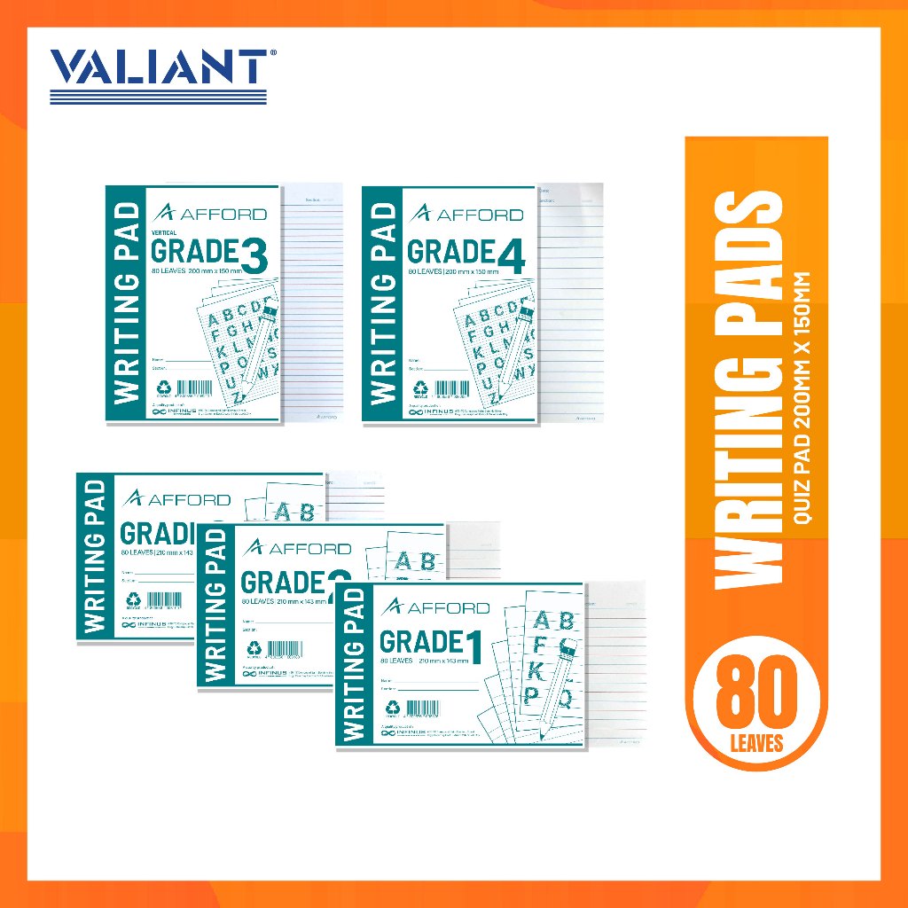 Afford Writing Pads Grade 1-4 - 80 Sheets (Sold per 10 Pieces) | Shopee ...