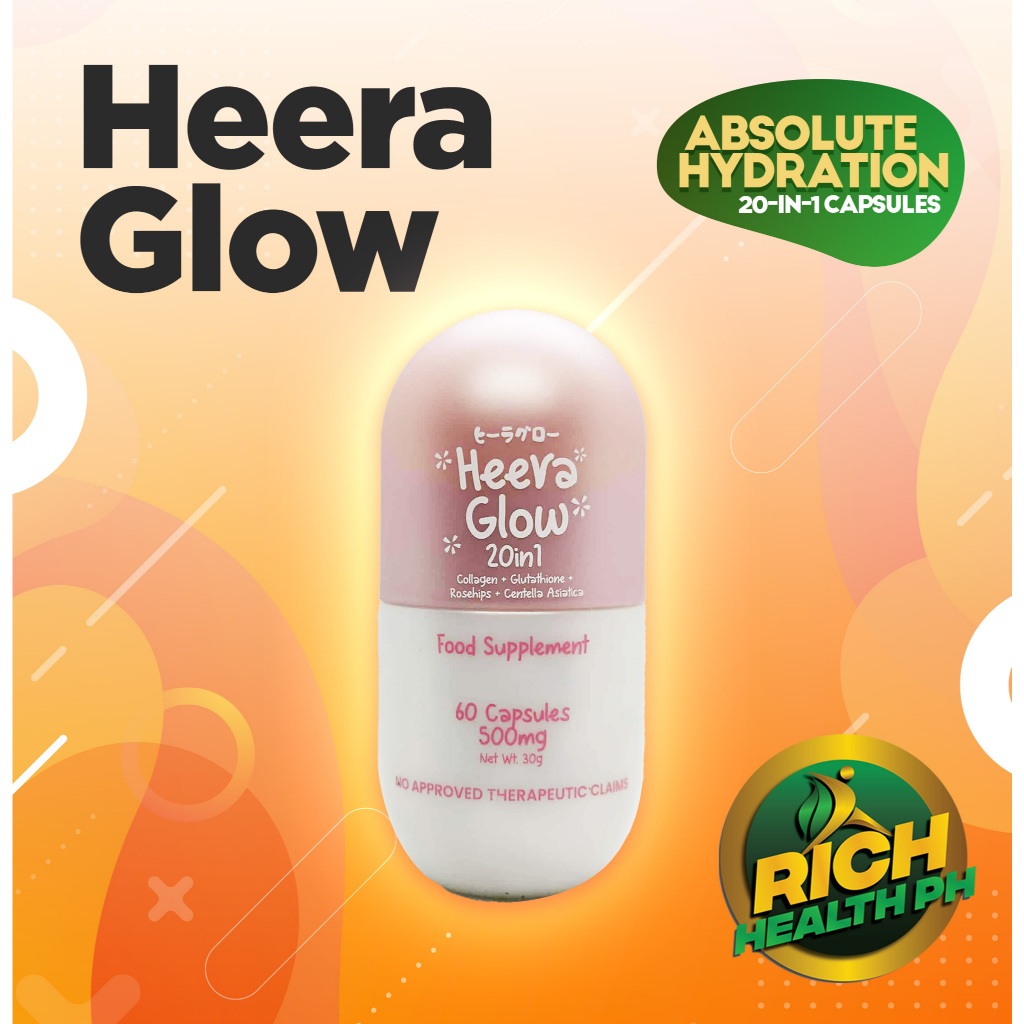 HEERA GLOW 60capsule 20IN1 GLUTAHTHIONE+COLLAGEN FOR GLOWING SKIN ...