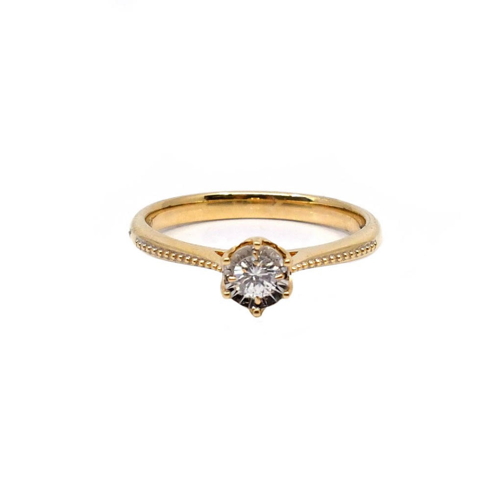 18K Italian Made Yellow Gold Lady Ring with Diamonds | Shopee Philippines