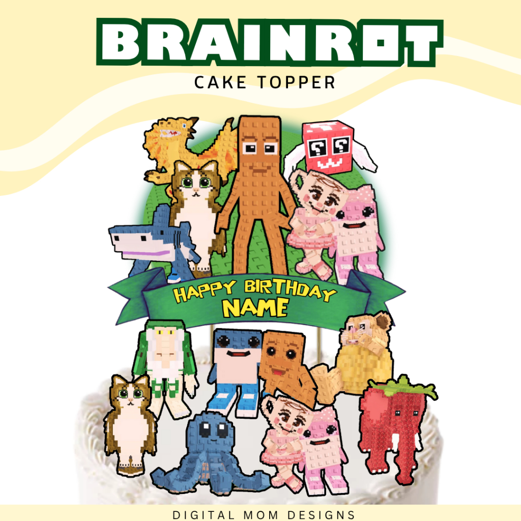 Brainrot Cake Topper | Custom Brainrot Topper (8 pcs) | Shopee Philippines