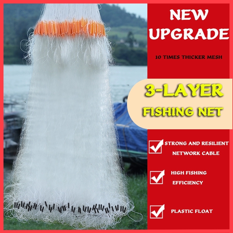 【COD】Fish Net Three Layers Floating Net Sticky Net Fishing 25-75M ...