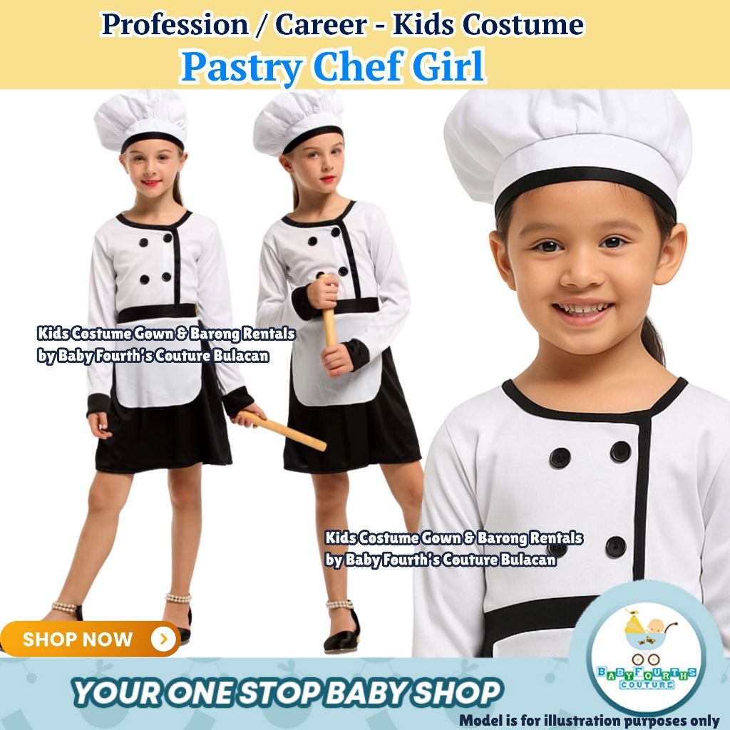 Profession Career Guidance Pastry Cook Baker Chef Girl Costume Outfit ...