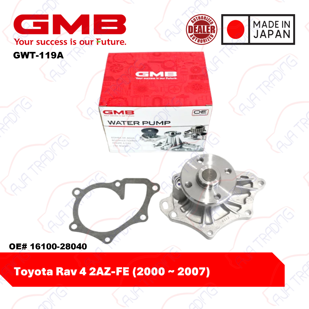 GMB Water Pump (GWT-119A) for Toyota Rav4 2AZ 200-2007 (16100-28040 ...