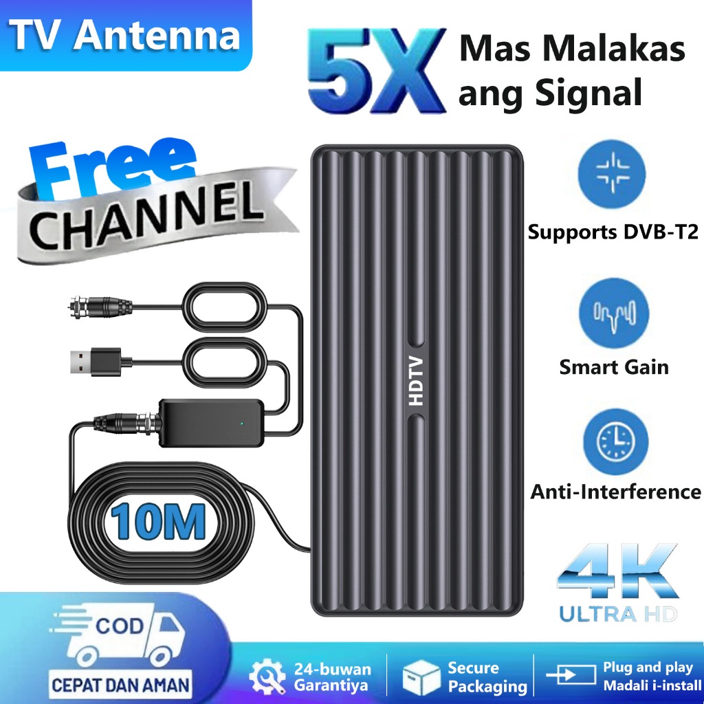 ABS-CBN TV Plus DVB-T2 Antenna for Smart TV – Indoor/Outdoor Antenna ...