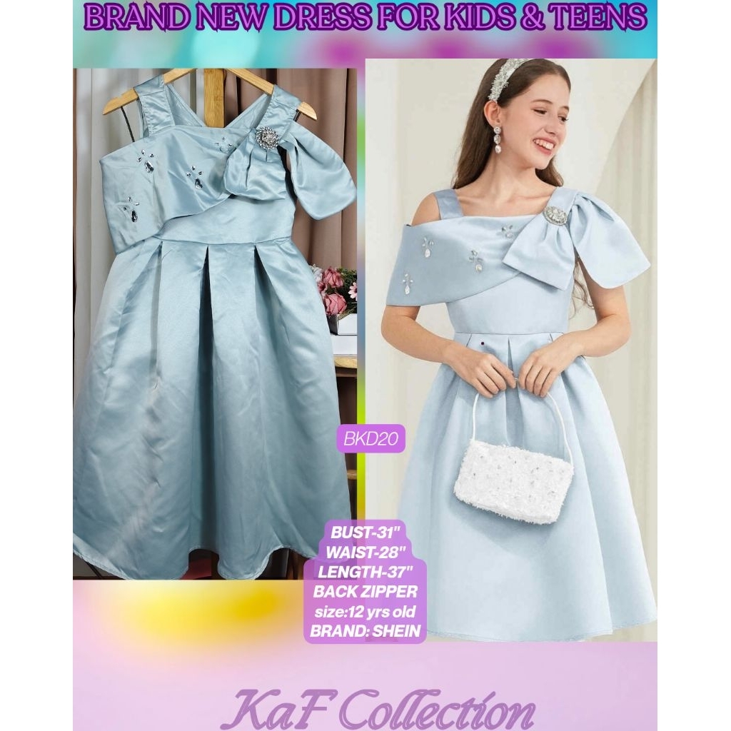 Brand New Icy Blue Satin Formal Girls' Dress | Shopee Philippines