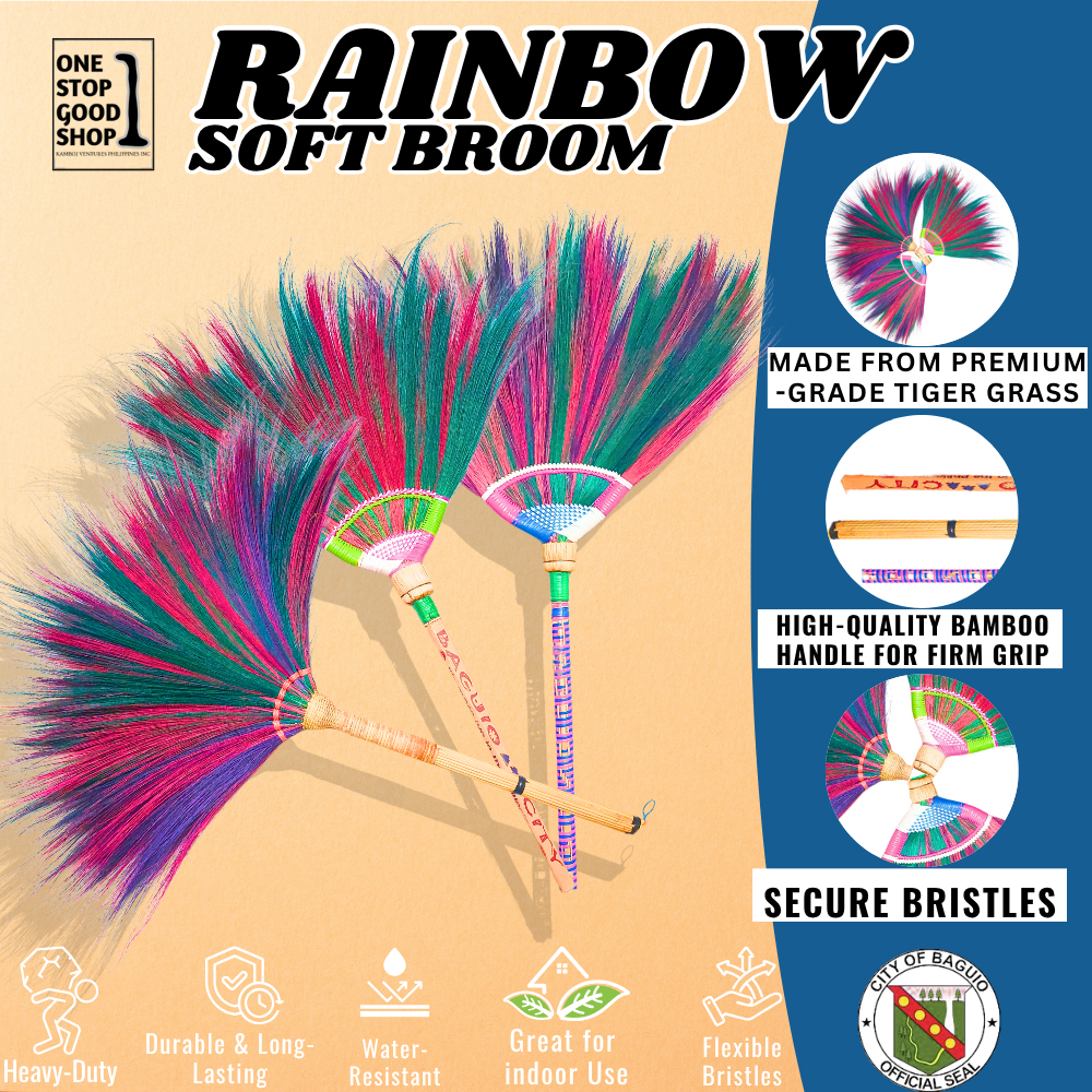 Rainbow Medium Soft Broom Walis Tambo proudly handmade in Baguio City ...
