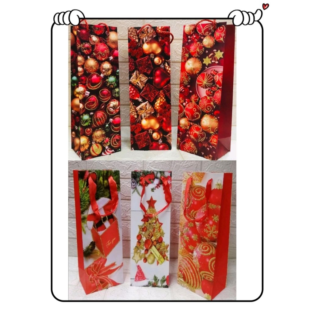 1pack (12pcs design) Christmas Wine Paper bag (makapal)seller random ...