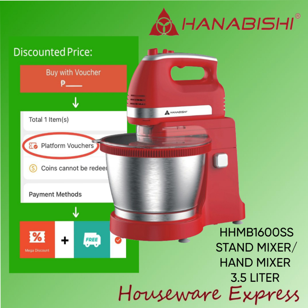 Hanabishi HHMB1600SS Stand Mixer/Hand Mixer HHMB-1600SS (Housware ...