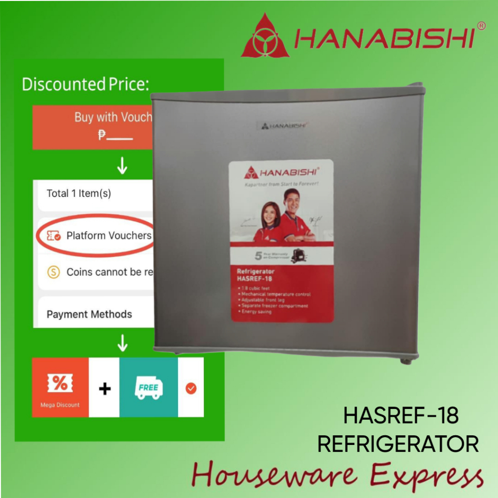 Hanabishi HASREF-18 Refrigerator Single Door 1.8 Cubic (Houseware ...