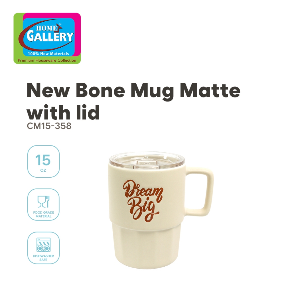 Home Gallery New Bone Mug Matte with Lid 15oz, 100% Food Grade New Bone ...