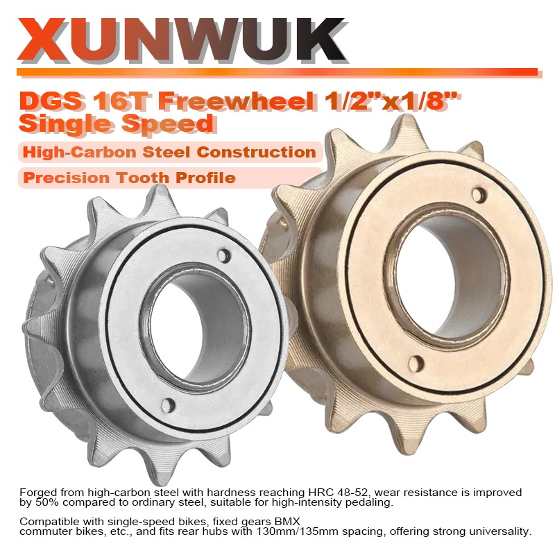 DGS 16T Single Speed Freewheel | 1/2"x1/8" Sprocket | Gold/Silver ...