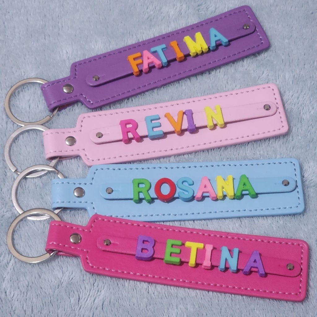 Personalized Bag Tag Leather Keychain with Letter Slider and Individual ...