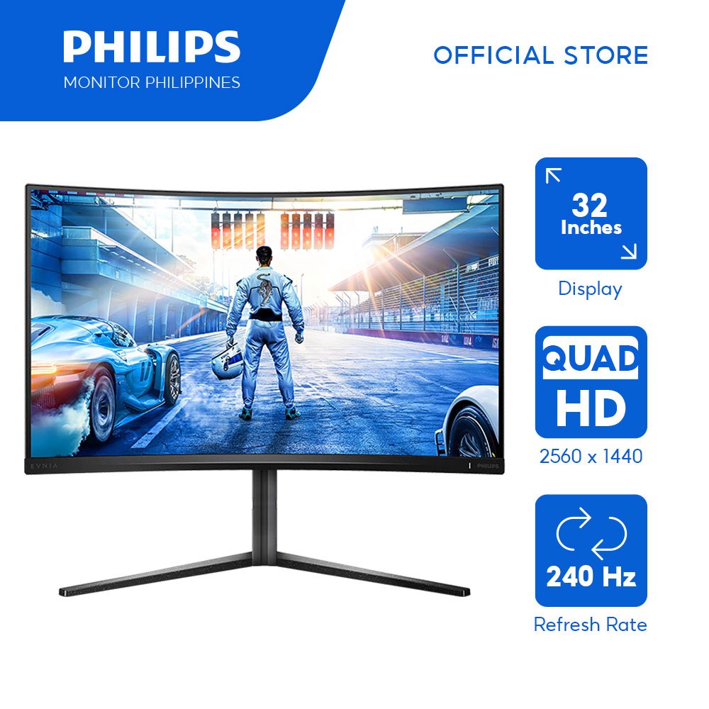 Philips Evnia 32M2C5500W 32" Quad HD 240Hz 1ms Smart Image Curve Gaming ...