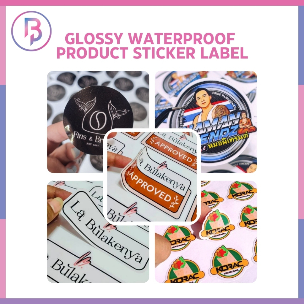 100pcs Glossy Waterproof Vinyl Sticker Labels Machine Cut Custom ...