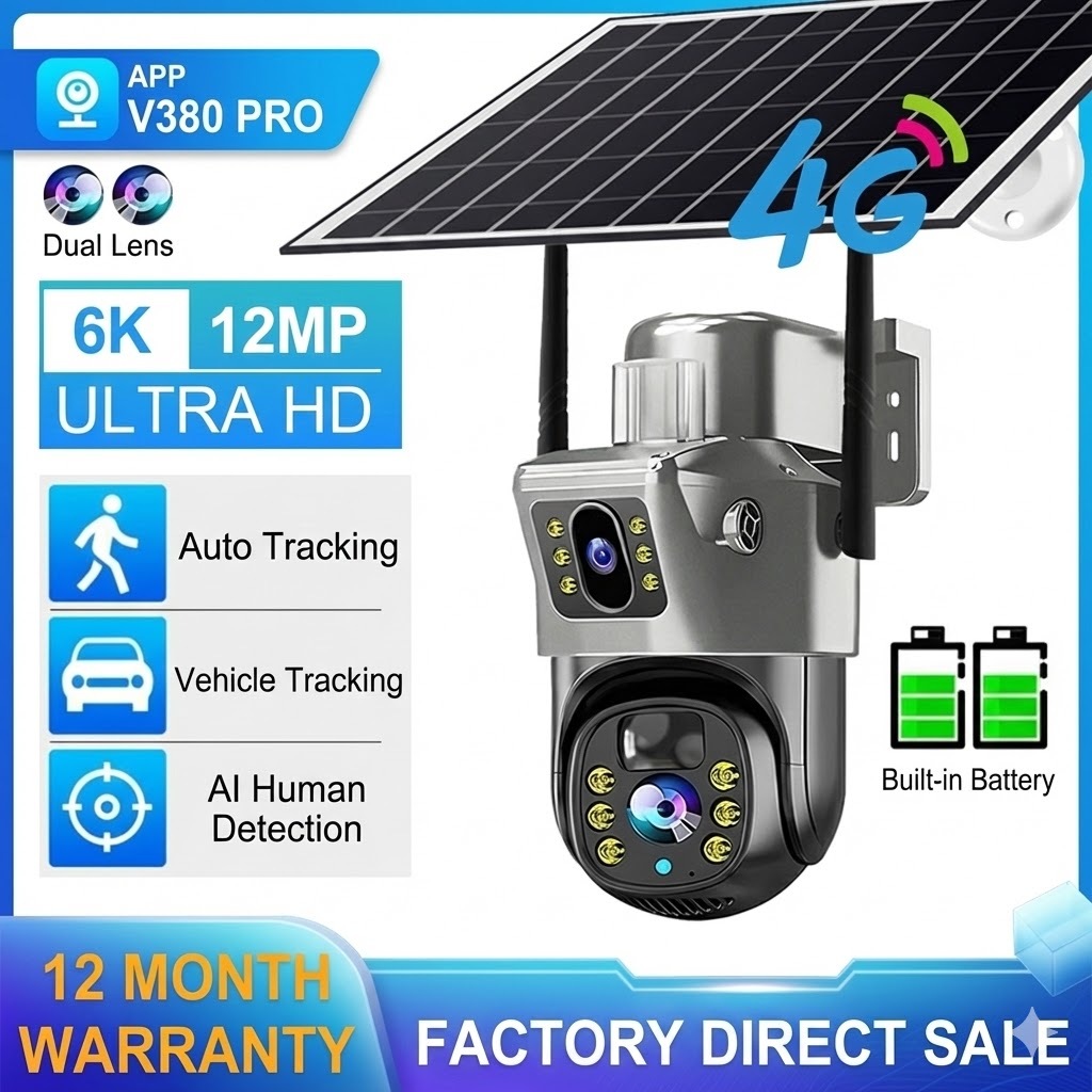 V380 Pro CCTV camera with Dual Lens 4G SIM Card /wifi Solar Battery ...