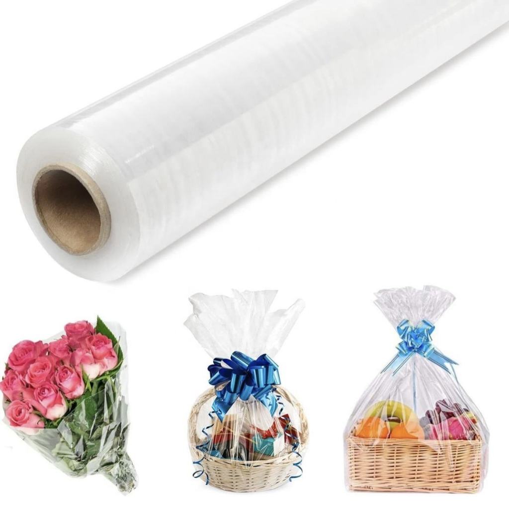 Clear BOPP Wrap Roll Unfolded Thick Cellophane Roll for Baskets Gifts ...