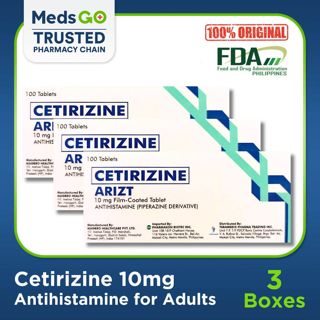 Cetirizine 10mg Antihistamine for allergy Adult - 3 Boxes (Ceticit ...